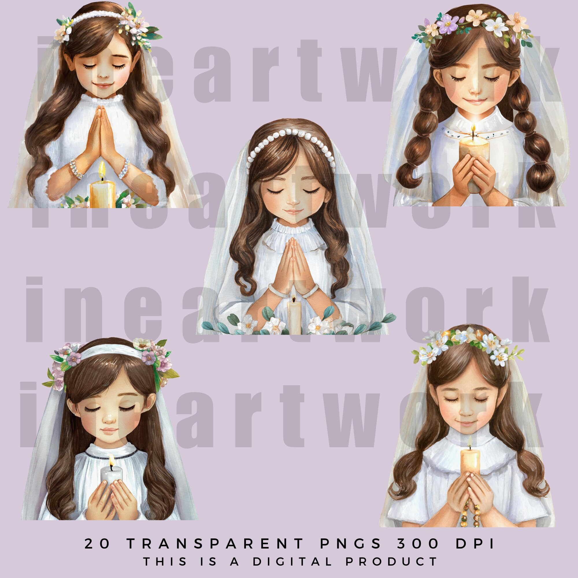 First Communion Girls Clipart Religious Clipart Communion PNG Praying ...