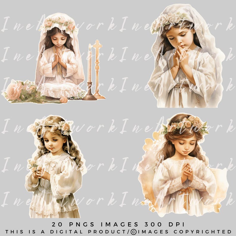 First Communion Girls Clipart | Religious Clipart | Holy Communion ...