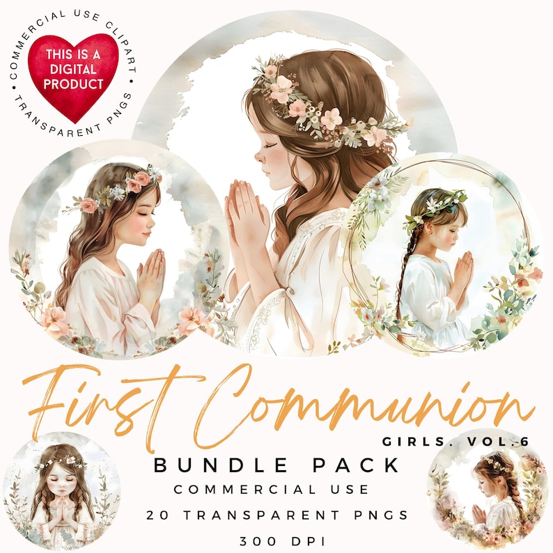 First Communion Girls Clipart | Religious Clipart | Holy Communion ...