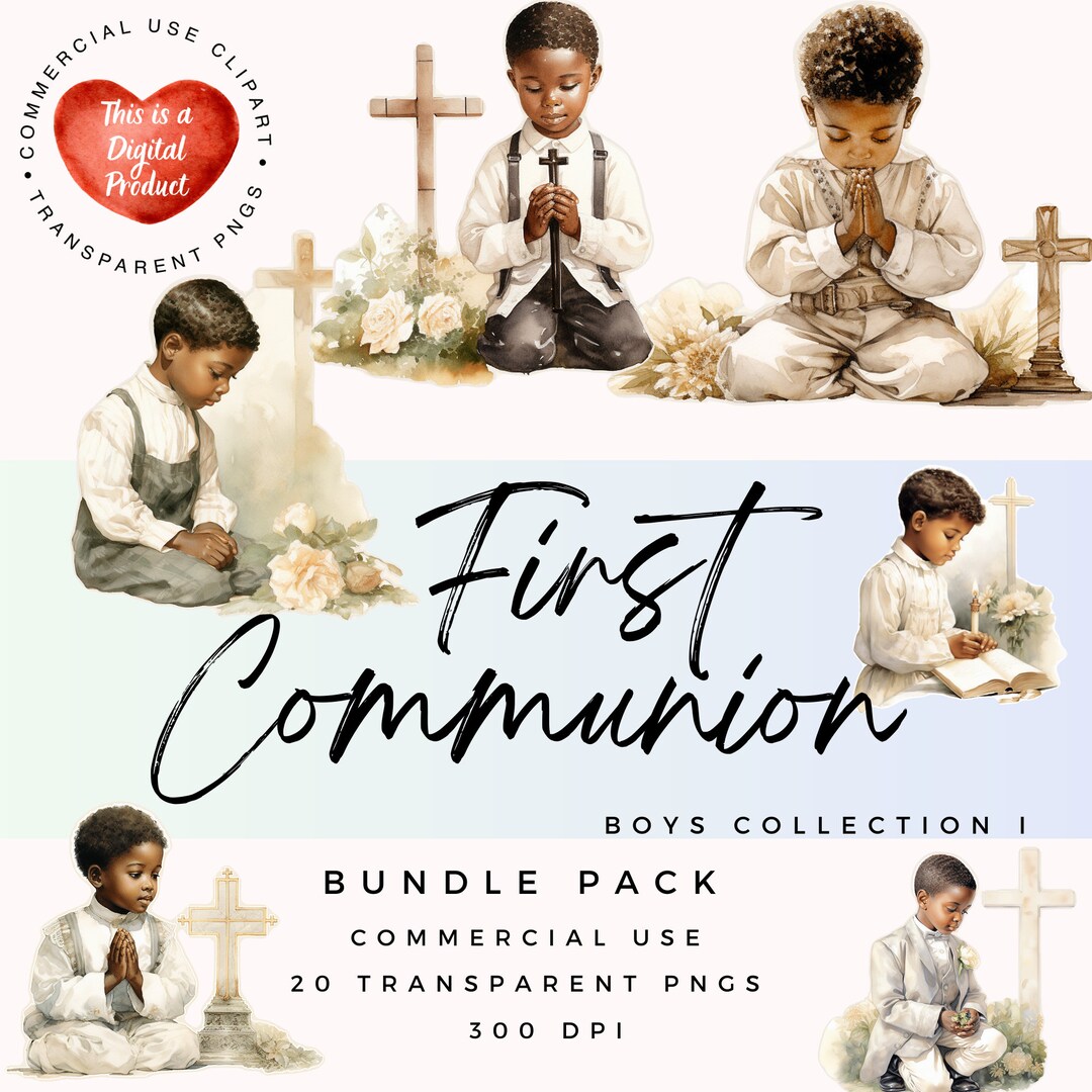 First Communion Boy Clipart Watercolor First Communion Religious ...