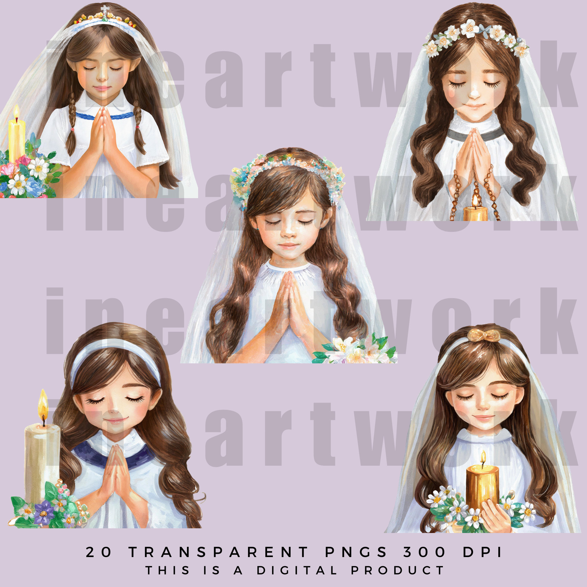 First Communion Girls Clipart Religious Clipart Communion PNG Praying ...