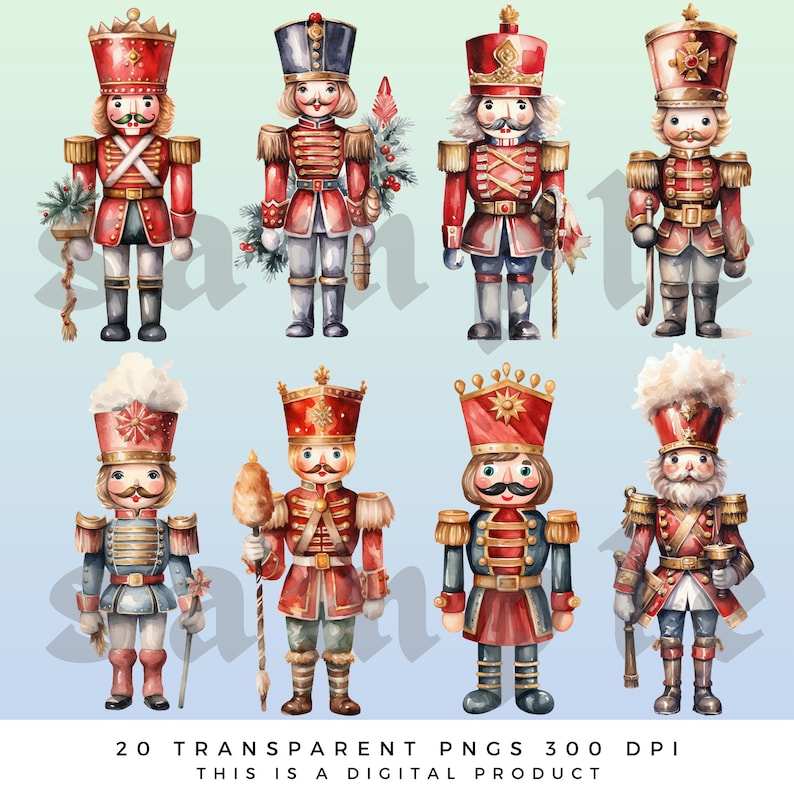 Nutcracker Clipart Christmas Clip Art Watecolor Clip Art for - Etsy