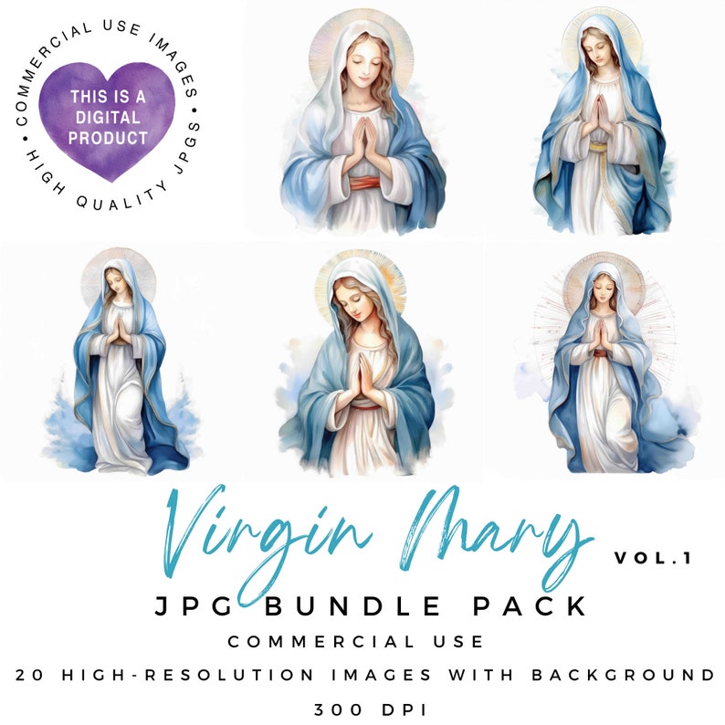 Virgin Mary Clipart | Religious Clipart | High Quality Jpgs | Holy ...