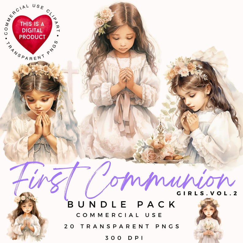 First Communion Girls Clipart | Religious Clipart | Holy Communion ...