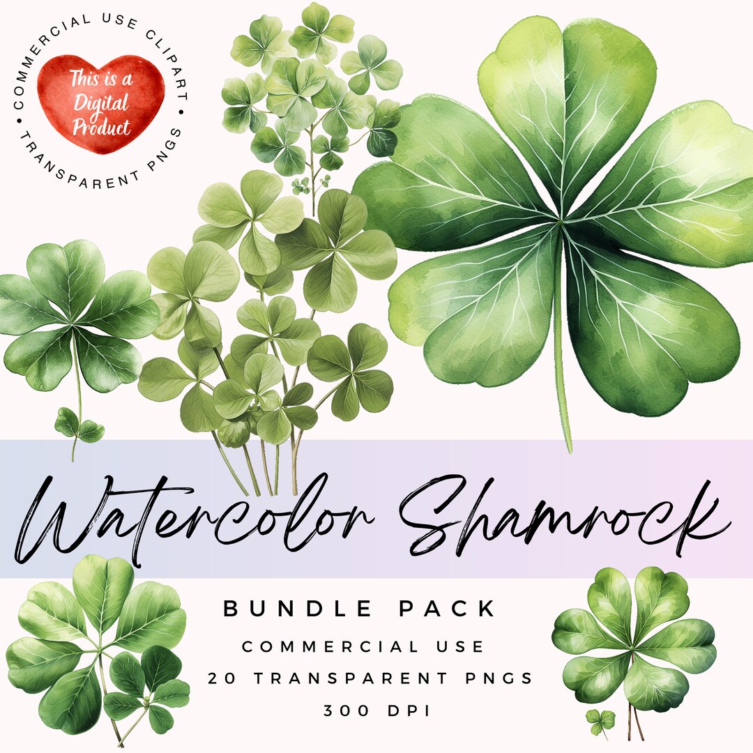 Watercolor Shamrock Leaf Clover Clipart Floral Shamrock Spring Clipart ...