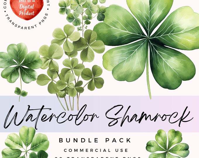 Watercolor CLOVER Leaf Bouquet Botanical Floral Arrangements Shamrock ...