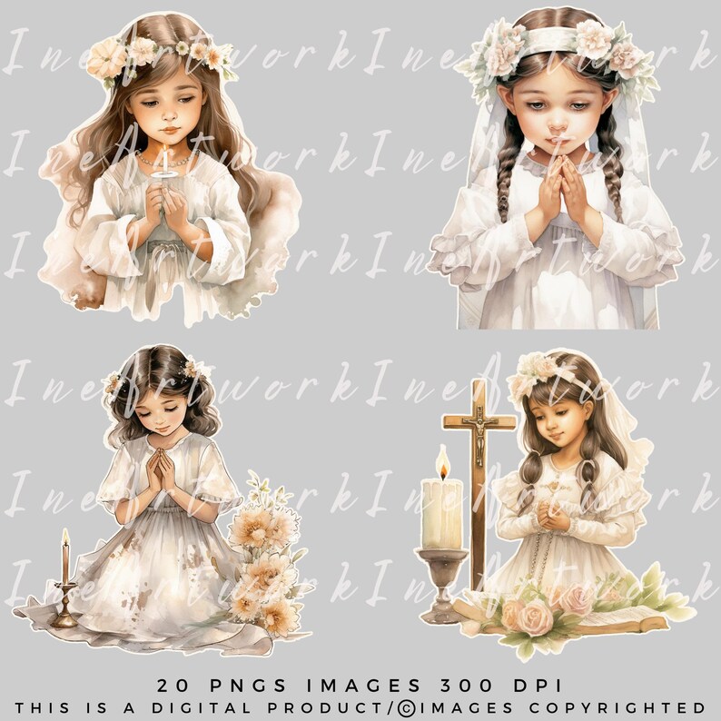 First Communion Girls Clipart | Religious Clipart | Holy Communion ...