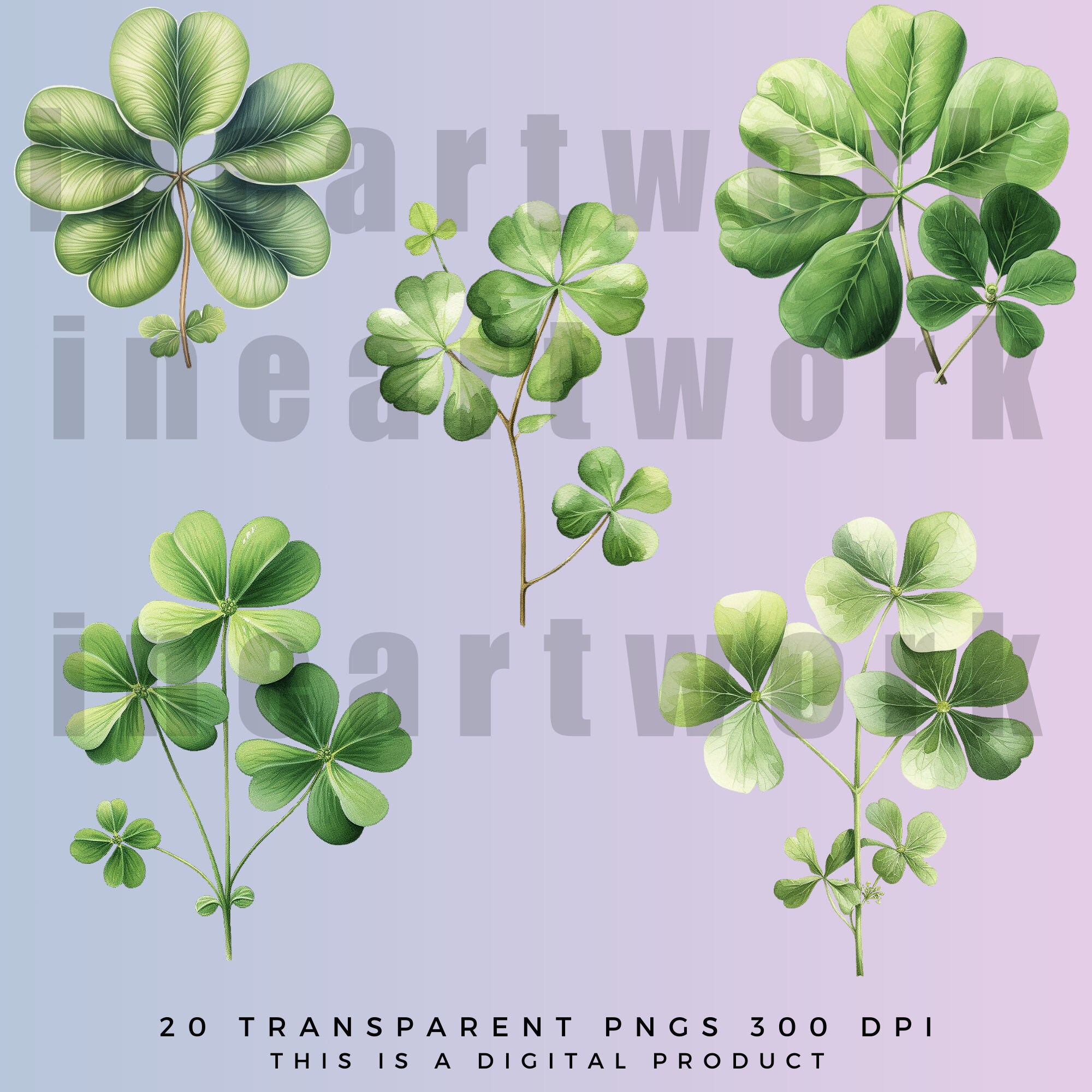 Watercolor Shamrock Leaf Clover Clipart Floral Shamrock Spring Clipart ...