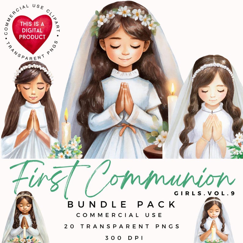 First Communion Girls Clipart | Religious Clipart | Holy Communion ...