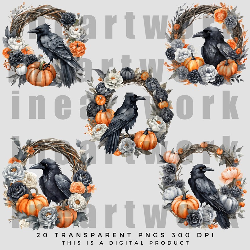 Ravens Clipart | Crows Clipart | Halloween Clipart | Junk Journal ...