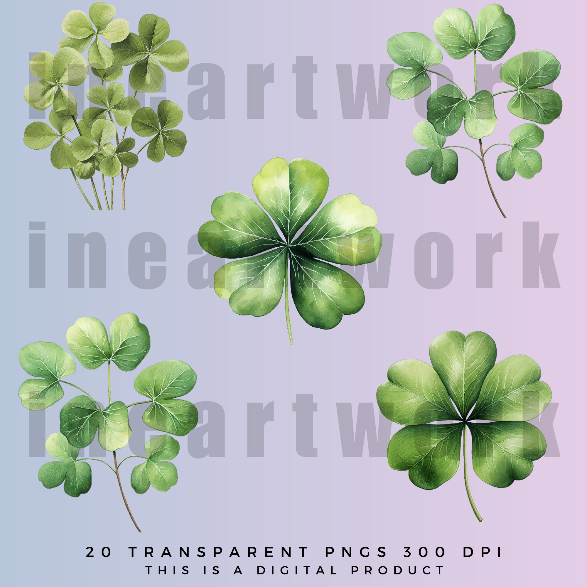 Watercolor Shamrock Leaf Clover Clipart Floral Shamrock Spring Clipart ...