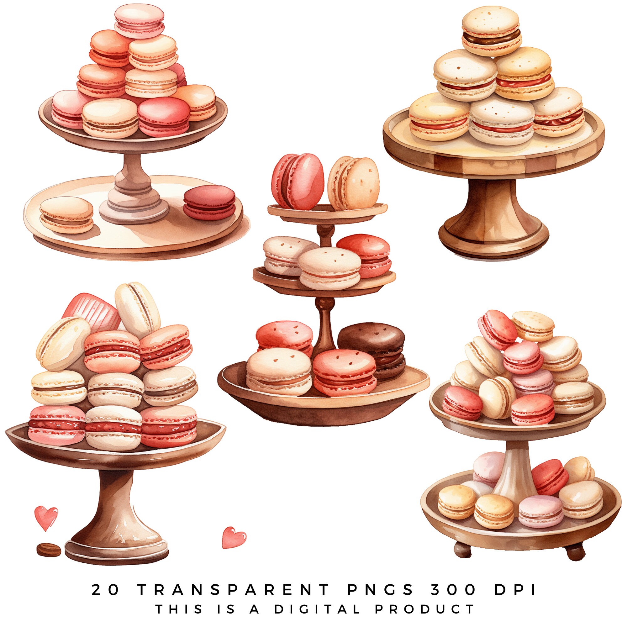Macaroon Stand Clipart, Food Clipart, Macaroon Sticker, Watercolor ...