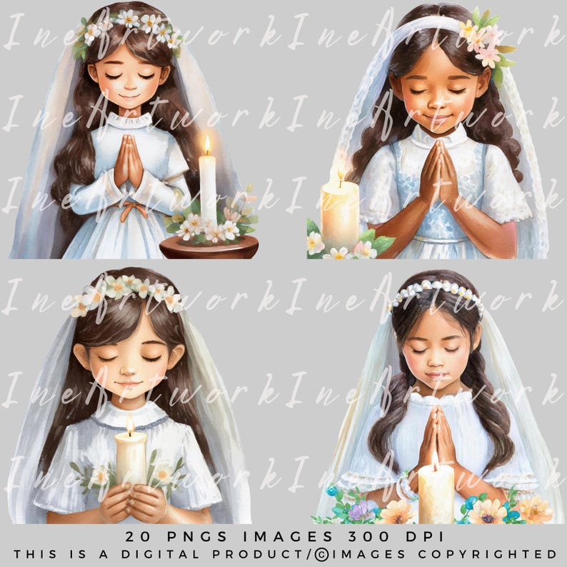 First Communion Girls Clipart | Religious Clipart | Holy Communion ...