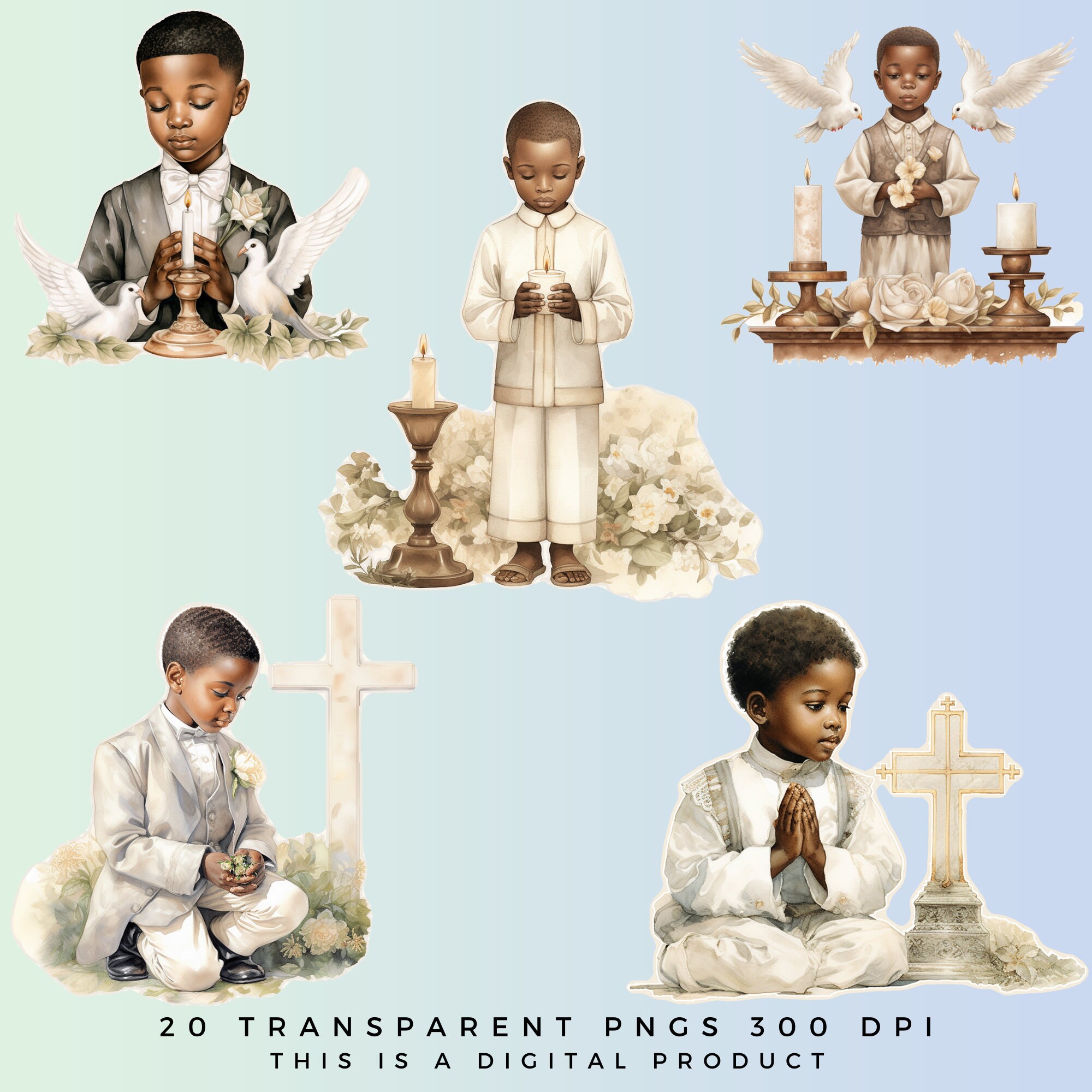 First Communion Boy Clipart Watercolor First Communion Religious ...