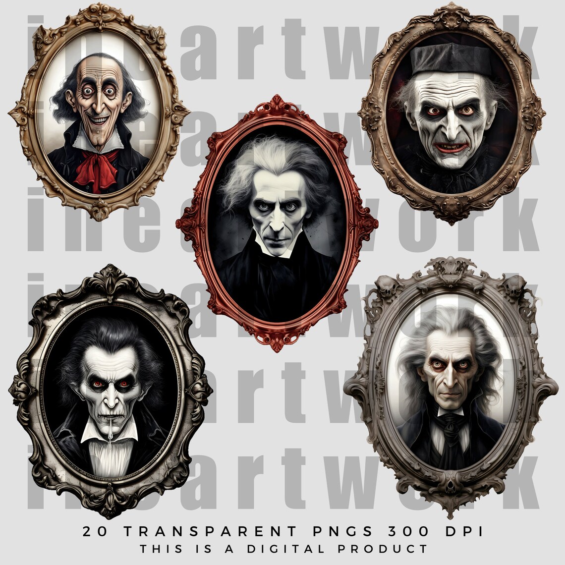 Dracula Portrait Clipart Halloween Clipart Gothic Clipart Vampire ...