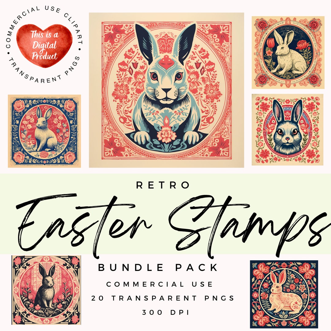 Easter Stamp Printable Faux Stamp Clipart Vintage Easter Scrapbooking ...