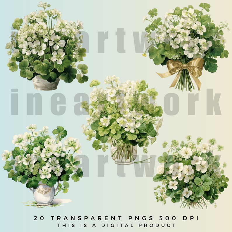 Shamrock Bouquet Watercolor Clover Clipart Floral Shamrock Spring ...