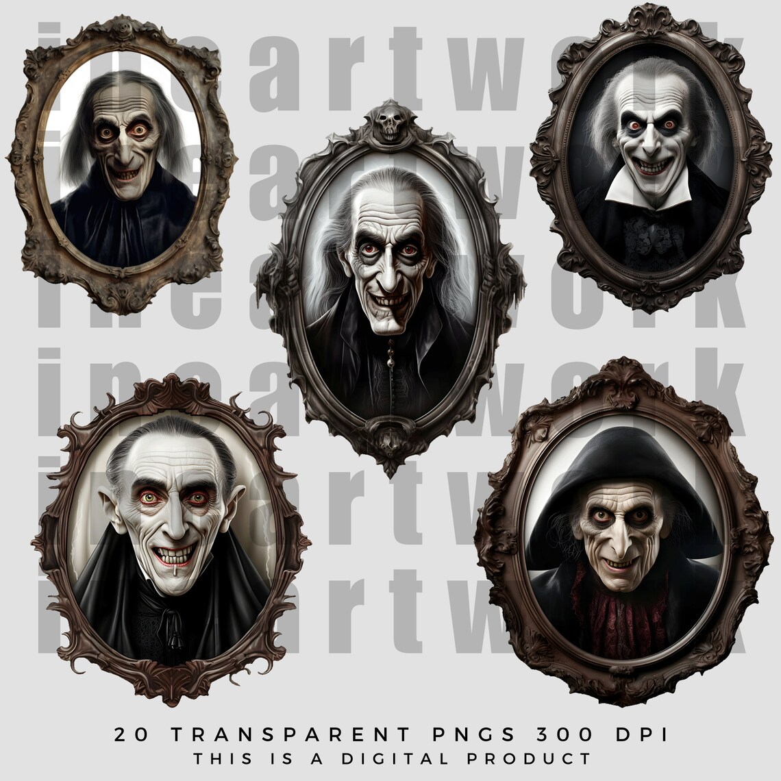 Dracula Portrait Clipart Halloween Clipart Gothic Clipart Vampire ...