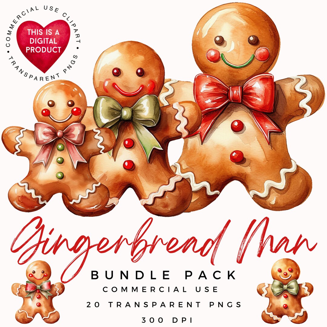 Gingerbread Man Clipart | Christmas Clipart | High Quality Pngs | Junk ...