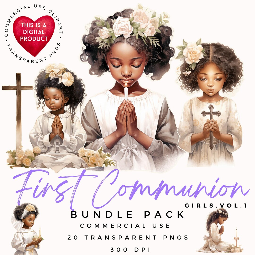 Black Girls First Communion Clipart | Religious Clipart |holy Communion ...