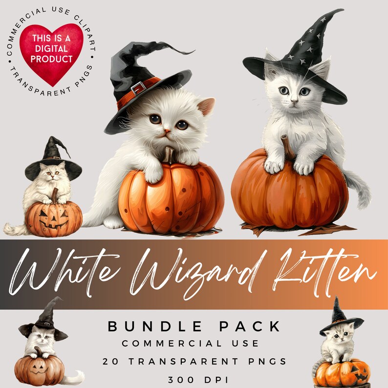 Wizard Kitten Clipart: Halloween PNG Bundle (digital Download) - Etsy