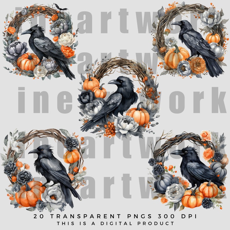 Ravens Clipart | Crows Clipart | Halloween Clipart | Junk Journal ...