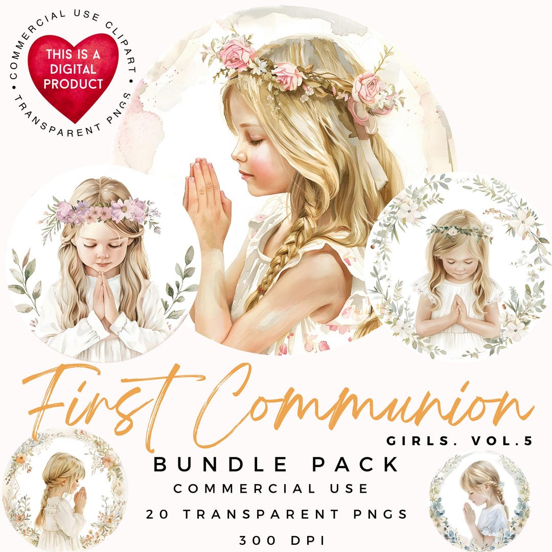 First Communion Girls Clipart | Religious Clipart | Holy Communion ...