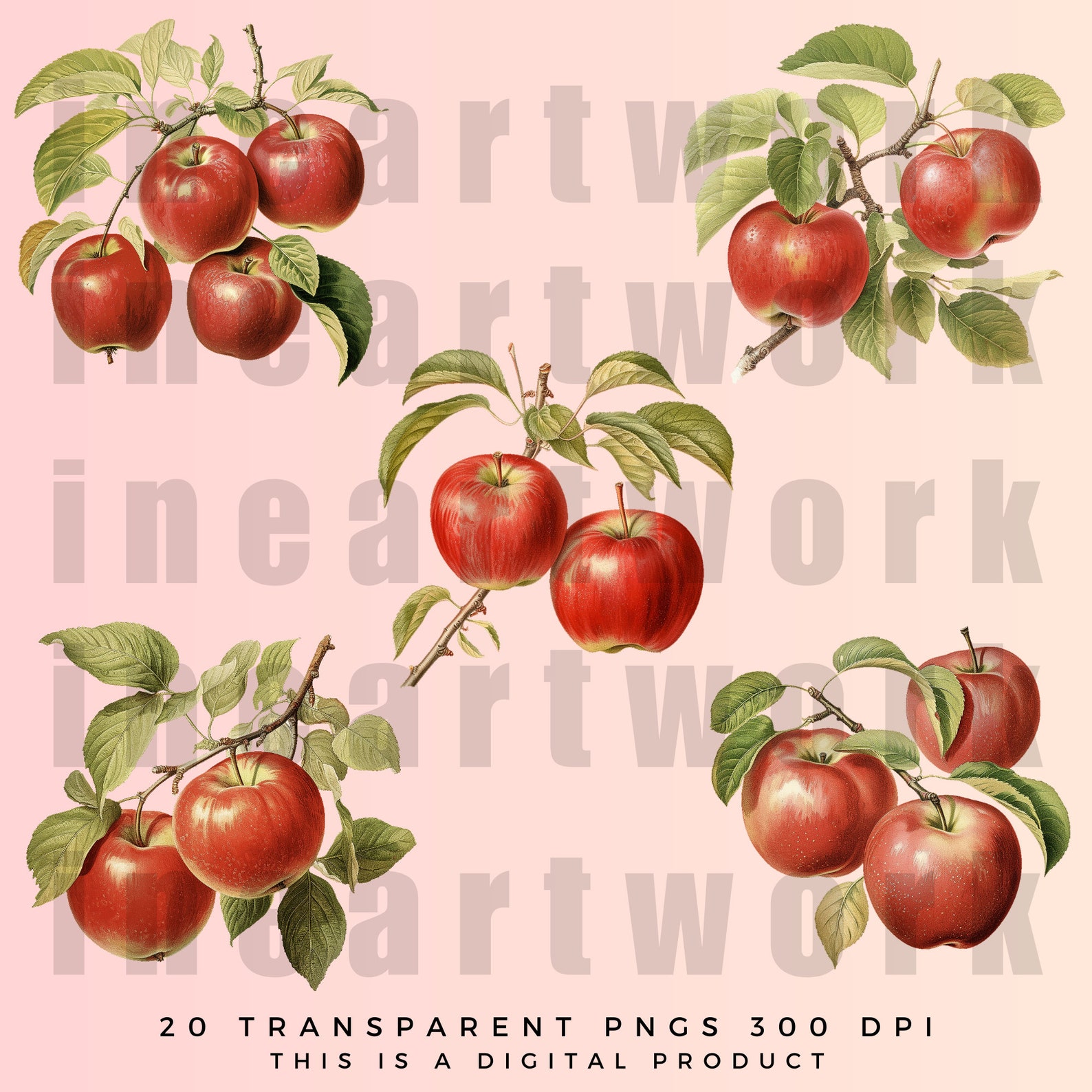 Apple Clipart Apple PNG Fruit Clipart Red Apples Clipart Food Clipart ...
