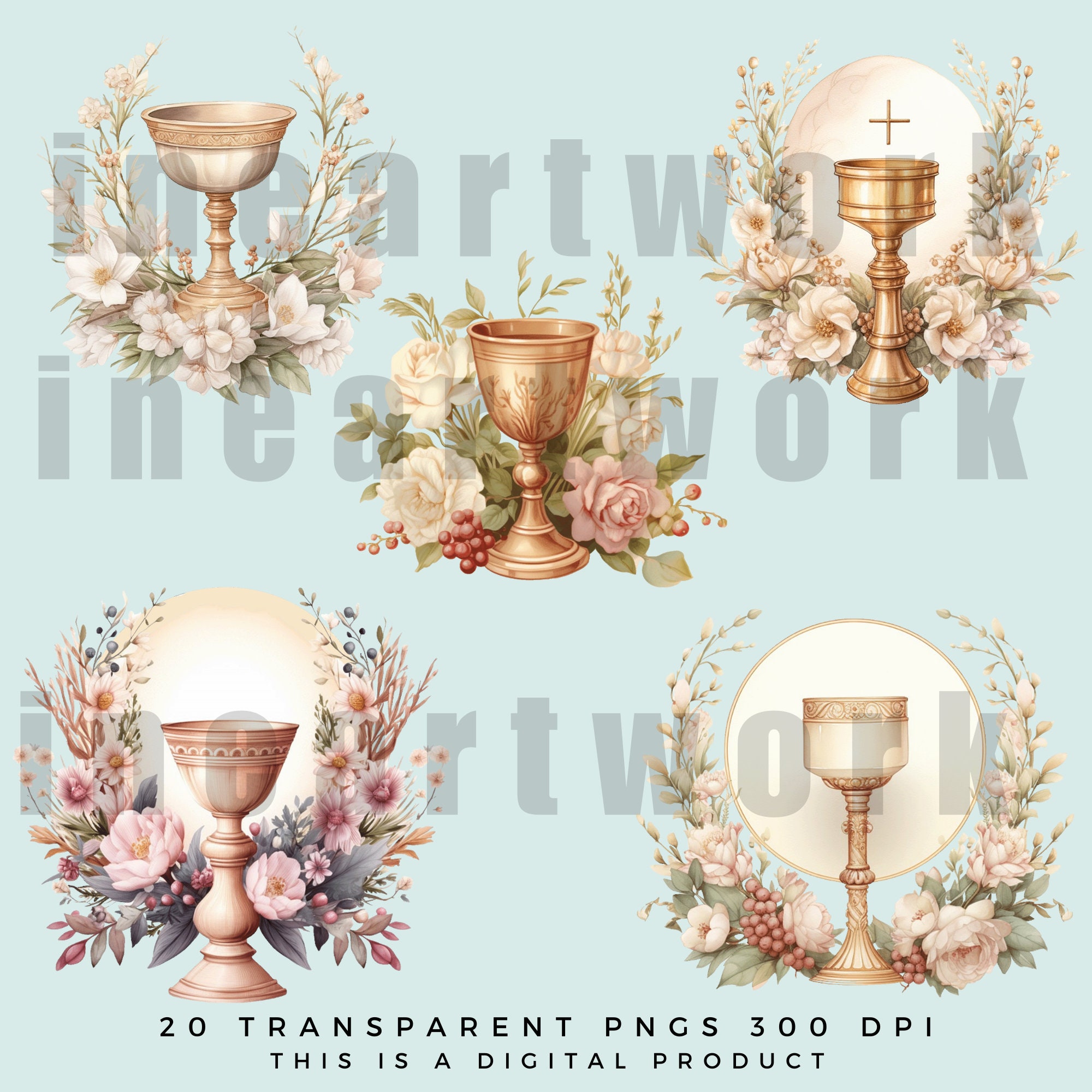 Holy Chalice Clipart First Communion Watercolor Religious Clipart Caliz ...