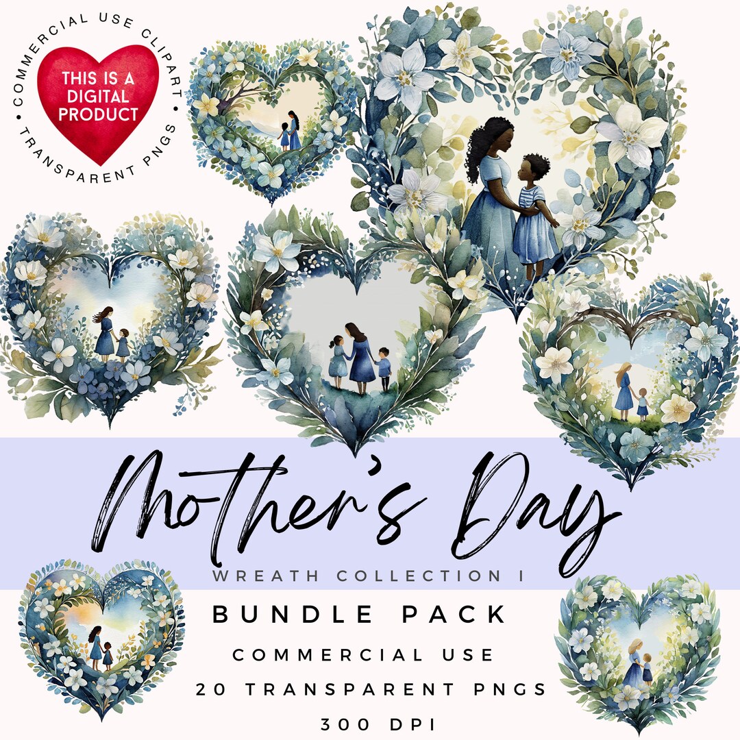 Mother's Day Clipart Mothers Watercolor Clipart Floral Wreath ...