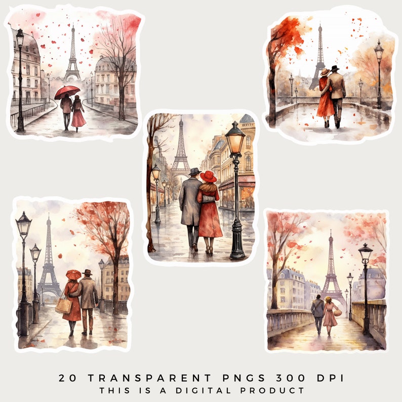 Paris Valentine's Day Clipart Watercolor Paris Travel Clipart ...
