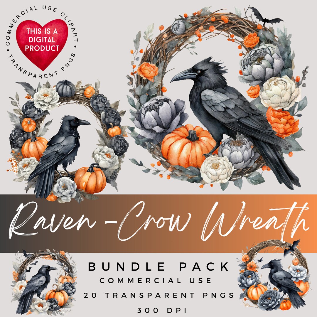 Ravens Clipart | Crows Clipart | Halloween Clipart | Junk Journal ...