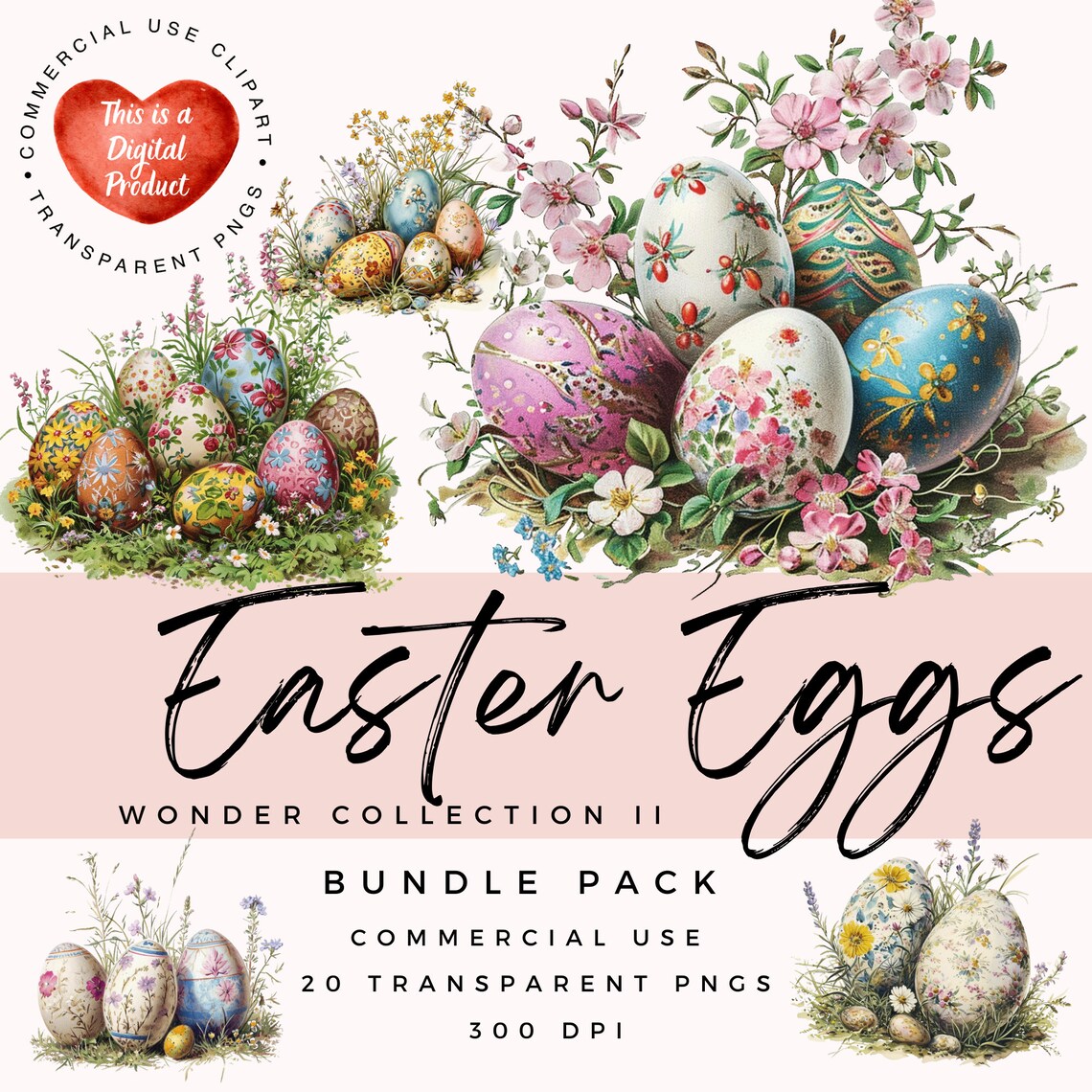 Easter Egg Clipart Watercolor Bundle Easter Eggs Hunt Vintage Clipart ...