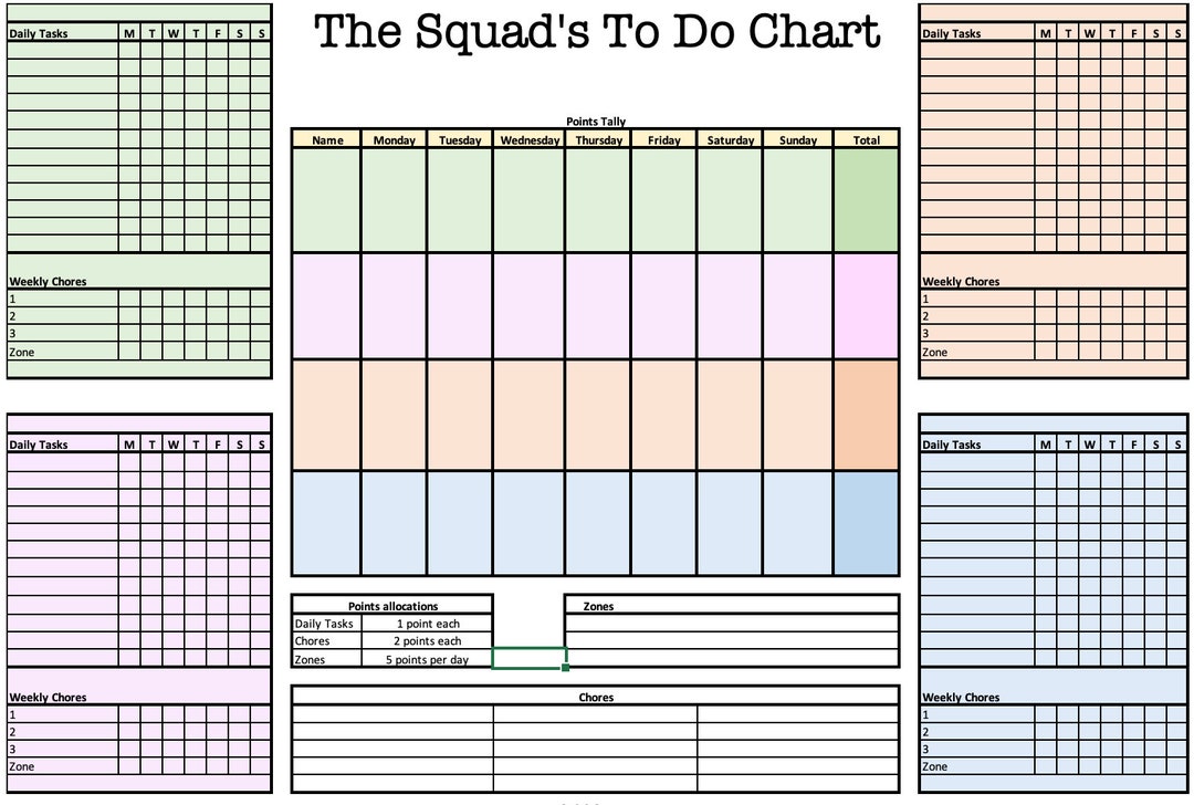 The Squad's to Do Chart - Etsy