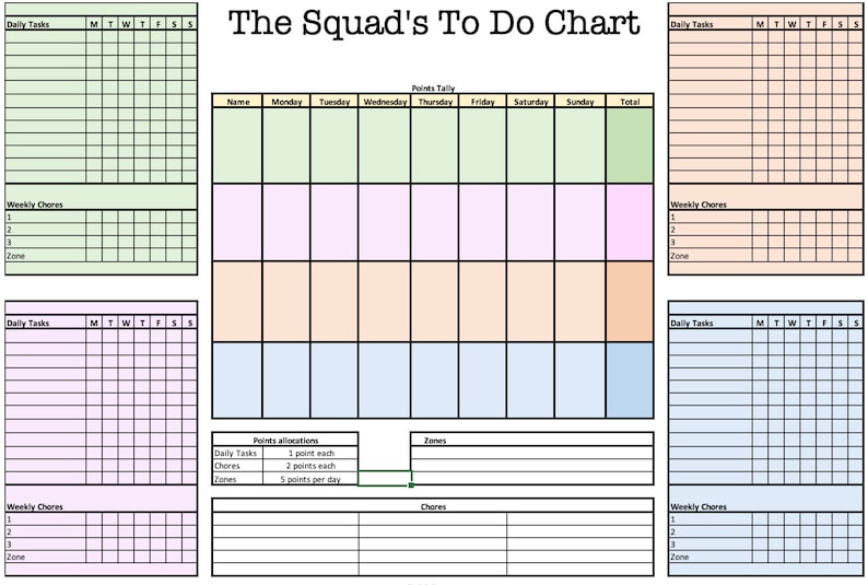 The Squad's to Do Chart - Etsy
