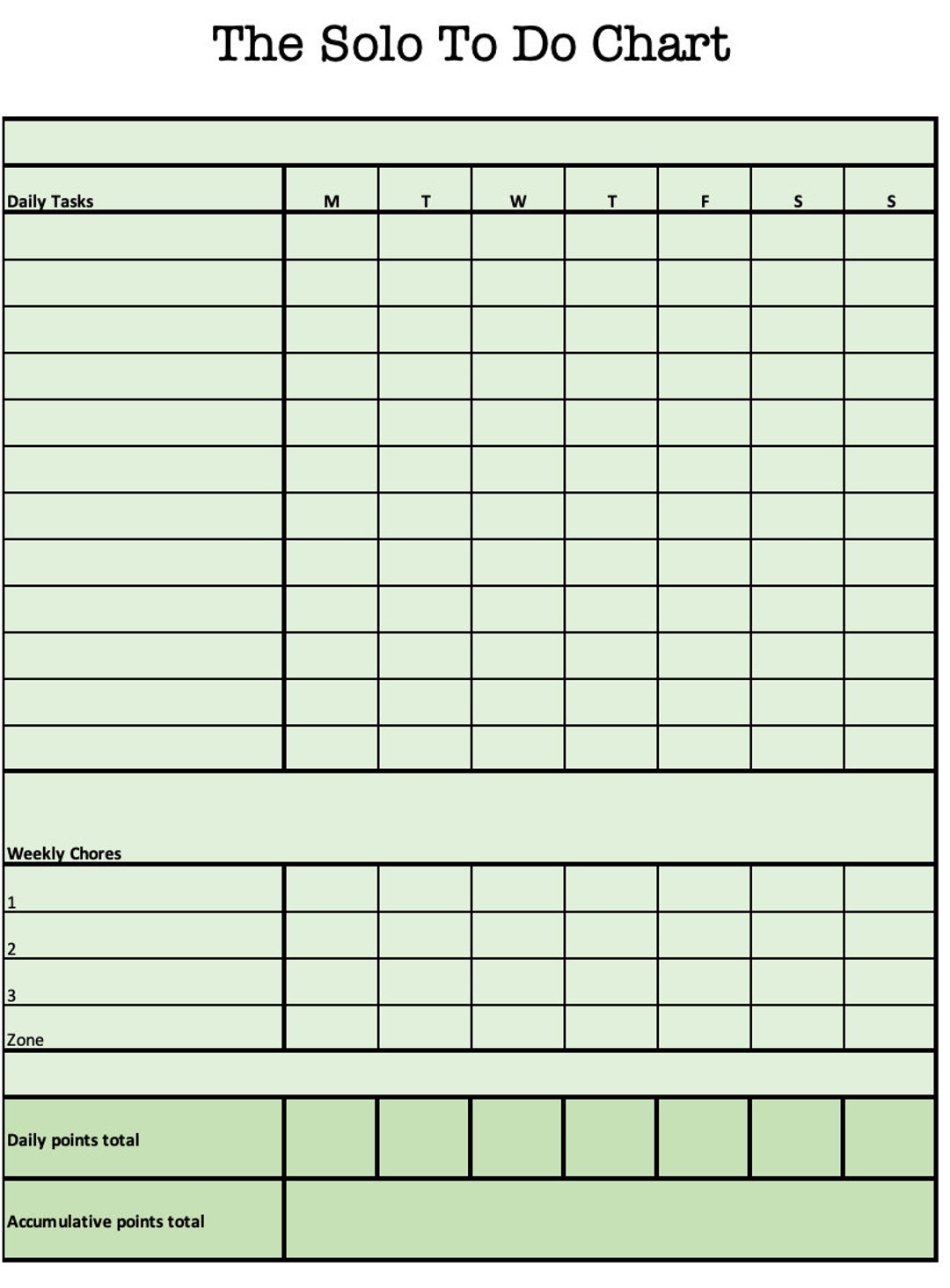 The Solo to Do Chart - Etsy