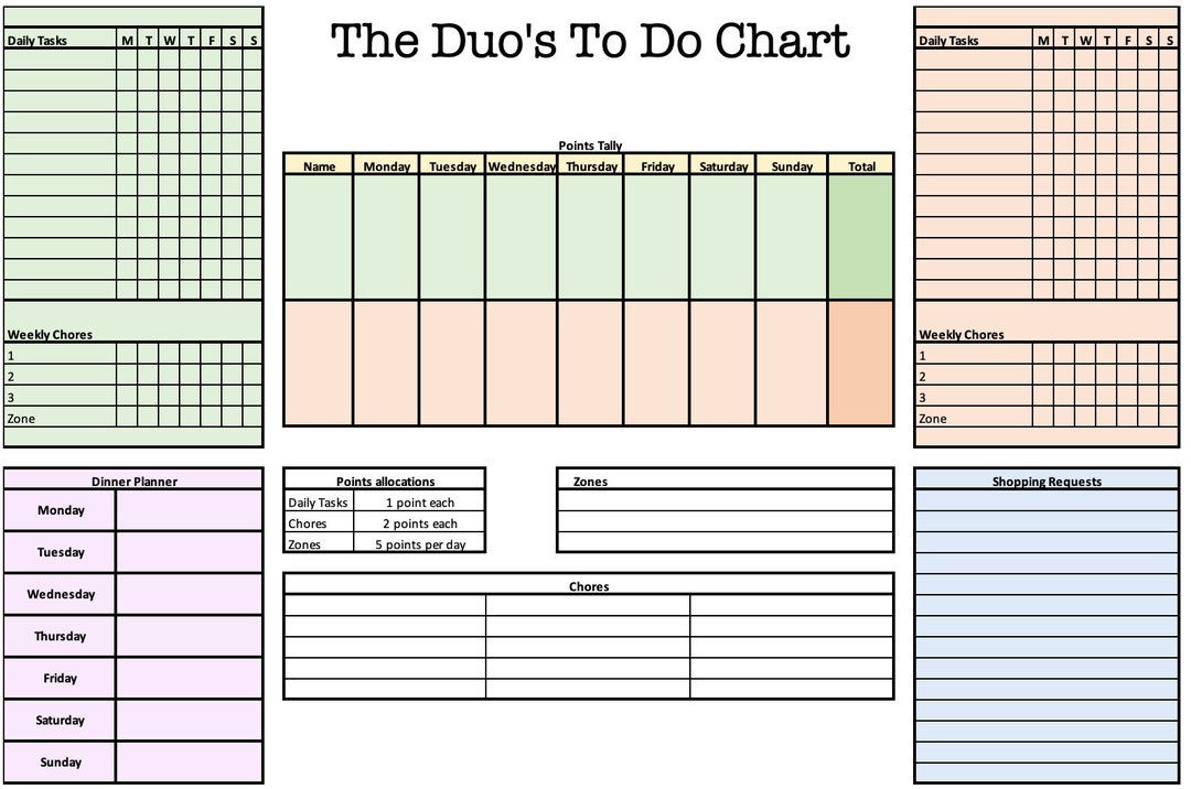 The Duo's to Do Chart With Meal Planner - Etsy