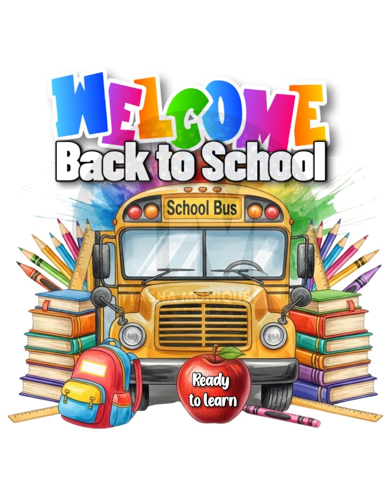 Welcome Back to School PNG: School Bus Design (digital Download 14x14 ...