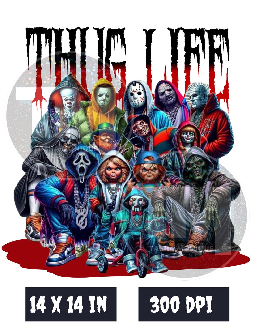 Thug Life Horror Digital Art, Horror Characters, PNG Design - Etsy