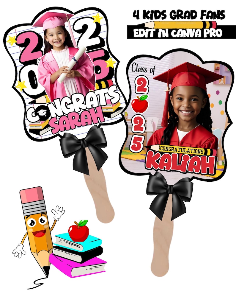 Kids Graduation Fan Template: DIY Printable, Editable in Canva (PDF ...