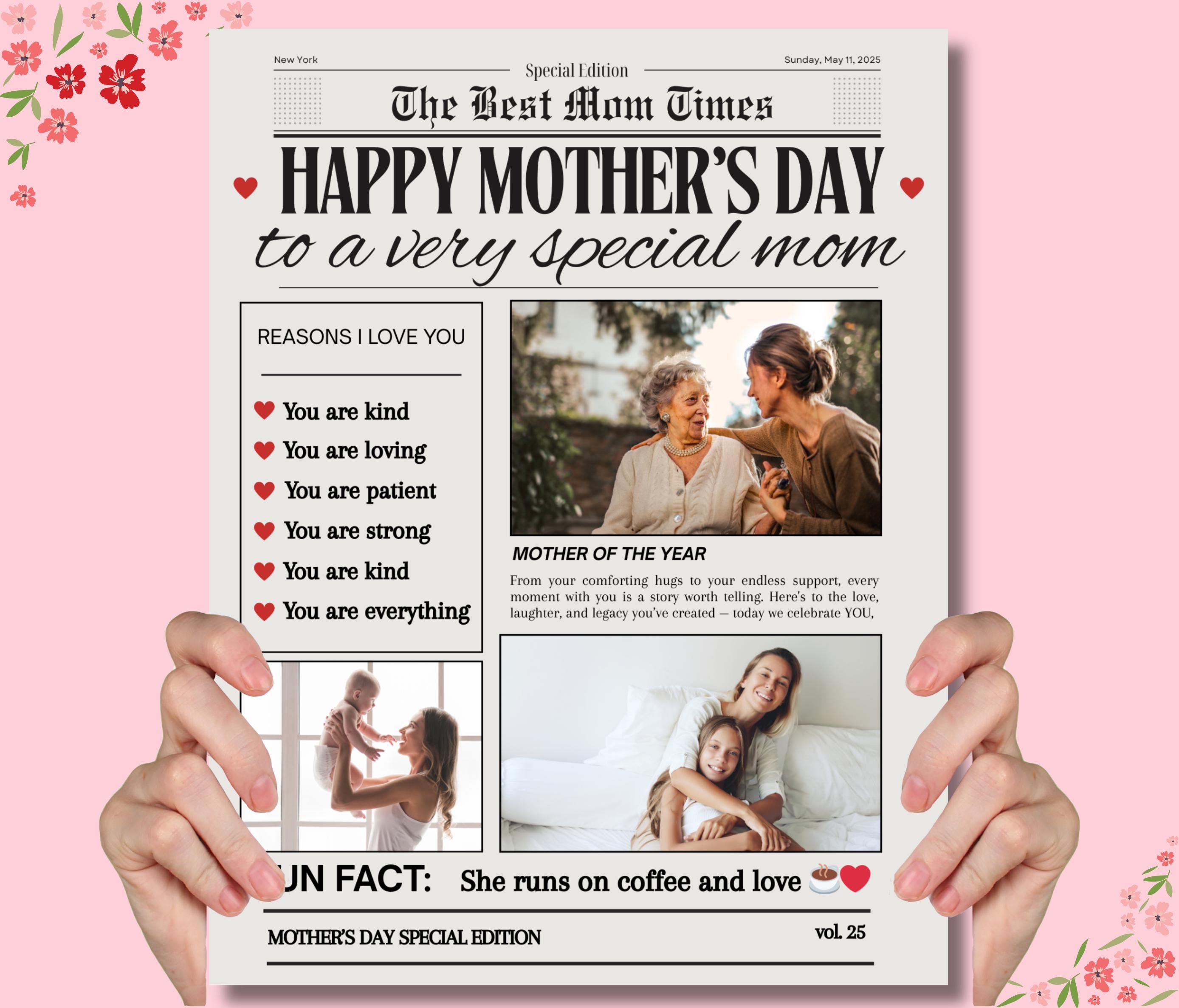 Editable Mother's Day Newspaper Template: DIY Keepsake Gift (digital ...