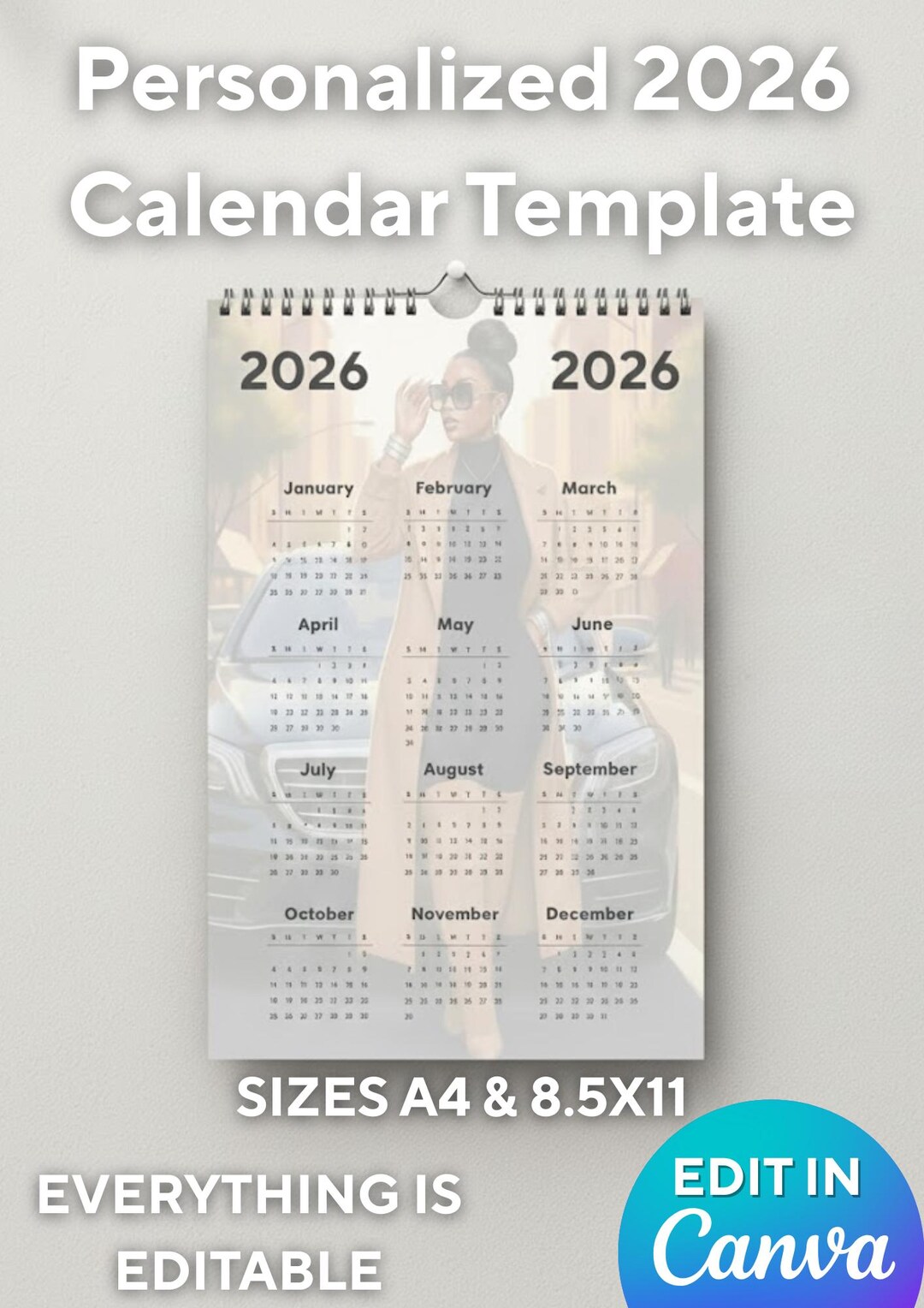 Personalized 2026 Calendar Template | Canva Template | Instant Download ...