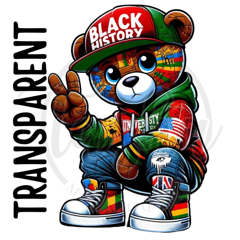 Celebratory Black History Bear, Cultural Pride Plush Illustration, Png ...