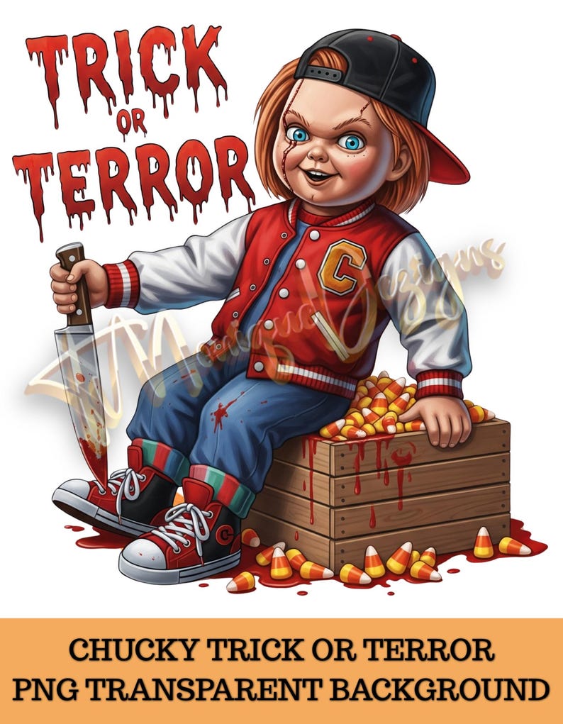Chucky Halloween PNG: Urban Horror "trick or Terror" Design (digital ...