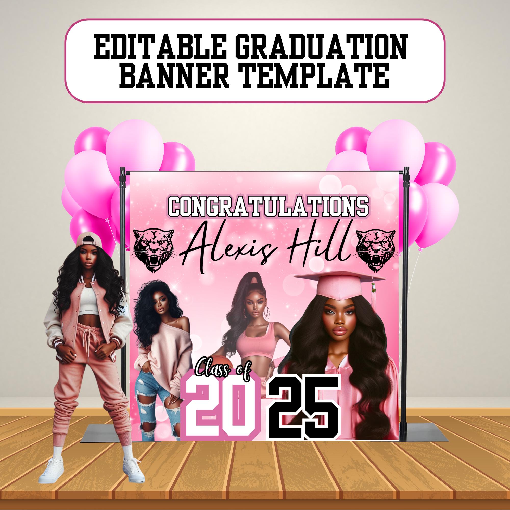 Editable Graduation Banner Template | Keepsakes | PDF Templates ...