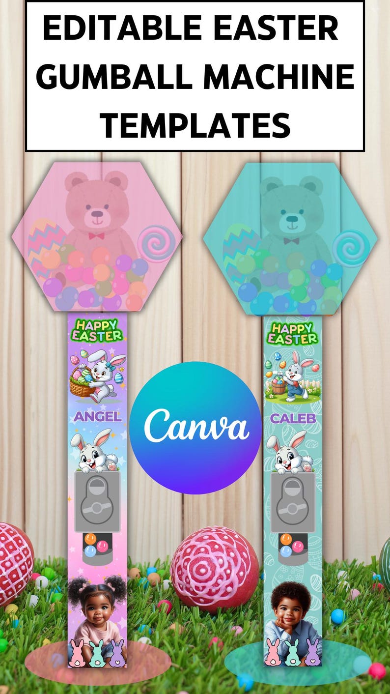 Editable Easter Gumball Machine Wrap PDF Templates – 5x30 Digital ...