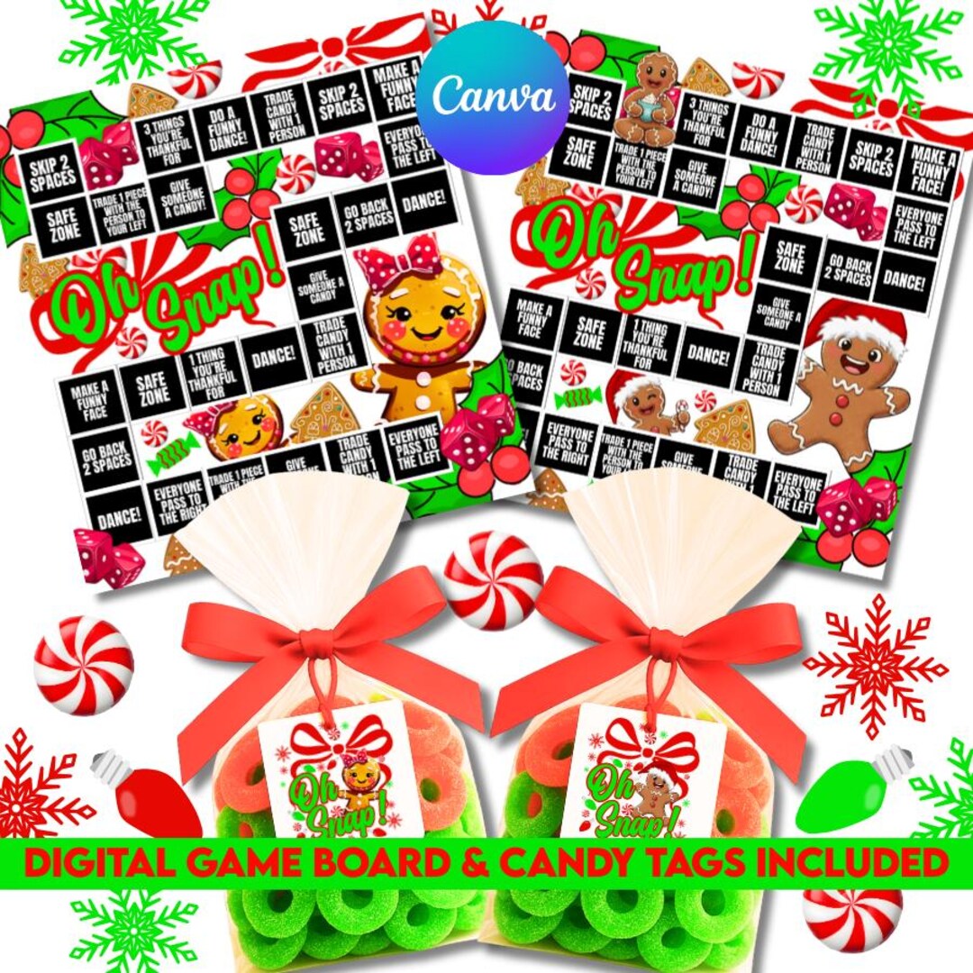 Editable Gingerbread Christmas Game Board Bundle | Digital Download - Etsy