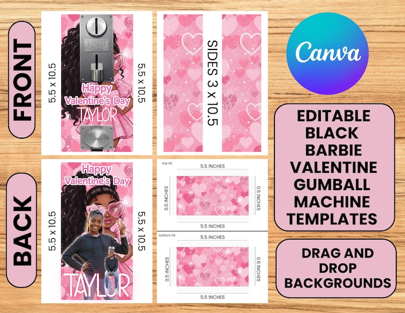 Editable Valentine Gumball Machine Templates (digital Download) - Etsy
