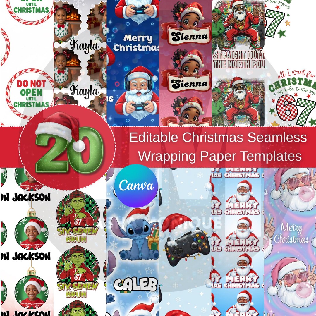 Editable Christmas Wrapping Paper Templates | Digital Download - Etsy