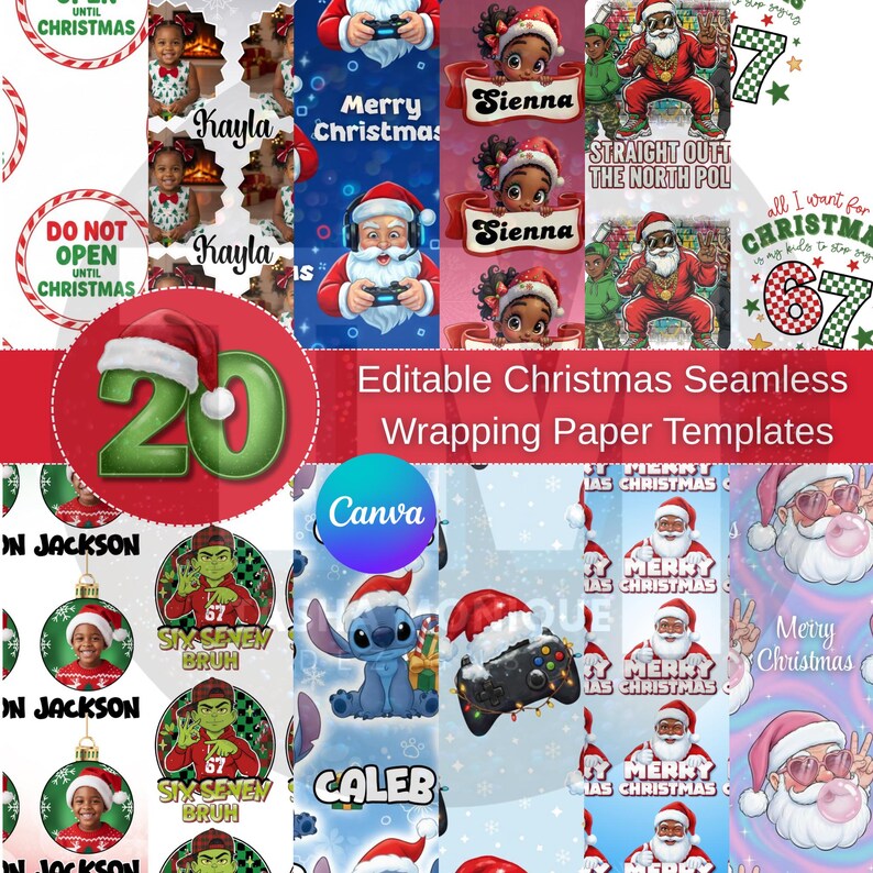Editable Christmas Wrapping Paper Templates | Digital Download - Etsy